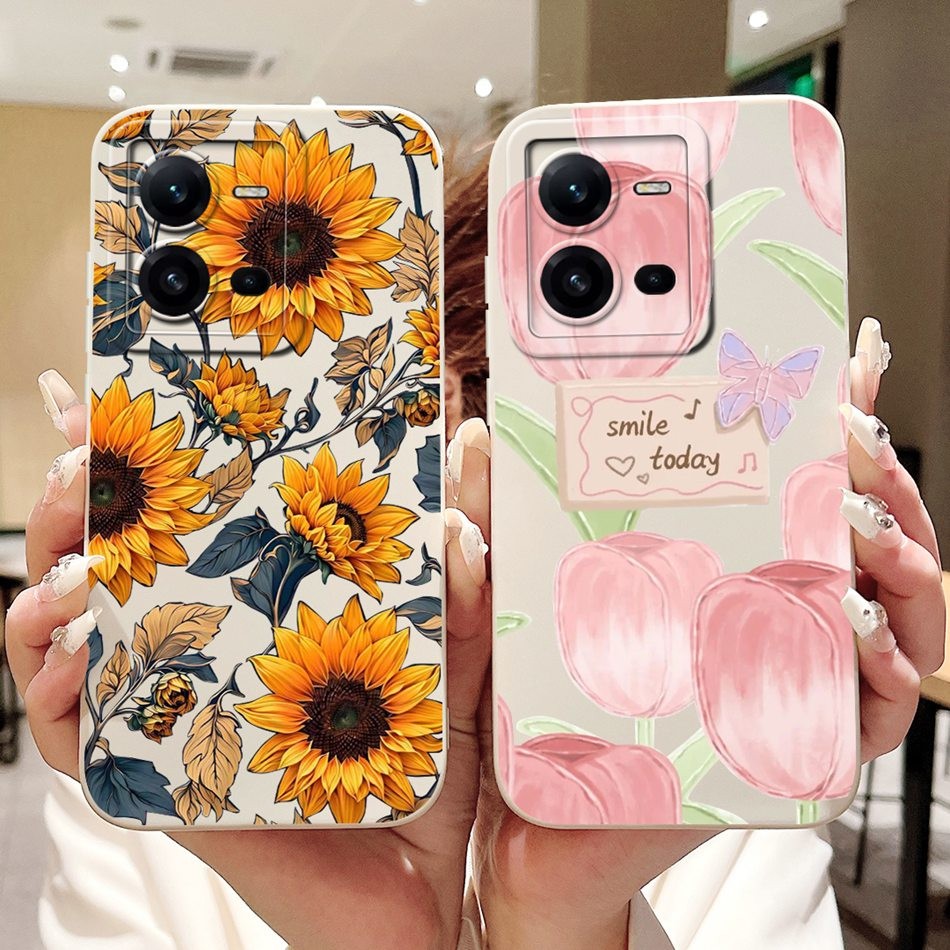 Vivo V25 5G V25e V2201 V2202 ดอกทิวลิปที่สวยงามดอกทานตะวันผีเสื้อเคส ...