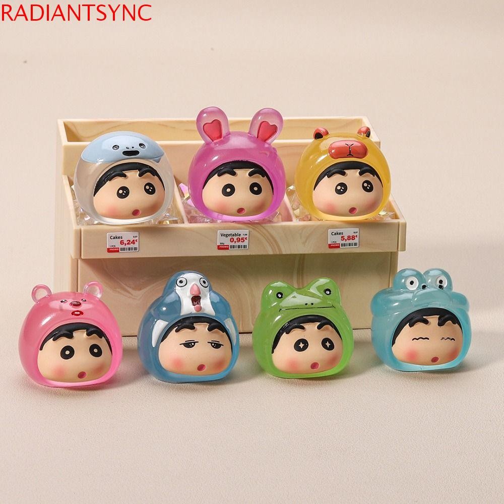 Radiantsync 7pcs Crayon Shin-Chan Luminous ตุ๊กตา,เรซิ่น Nohara Shinnosuke Shin Chan การ์ตูนรุ่น ...