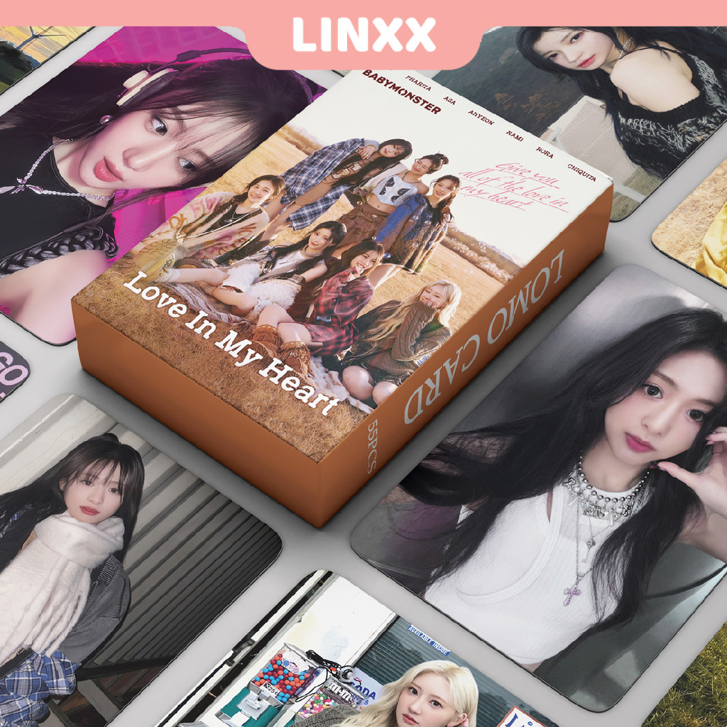 Linxx 55 ชิ้น BABYMONSTER Love In My Heart อัลบั้ม Lomo Card Kpop ...