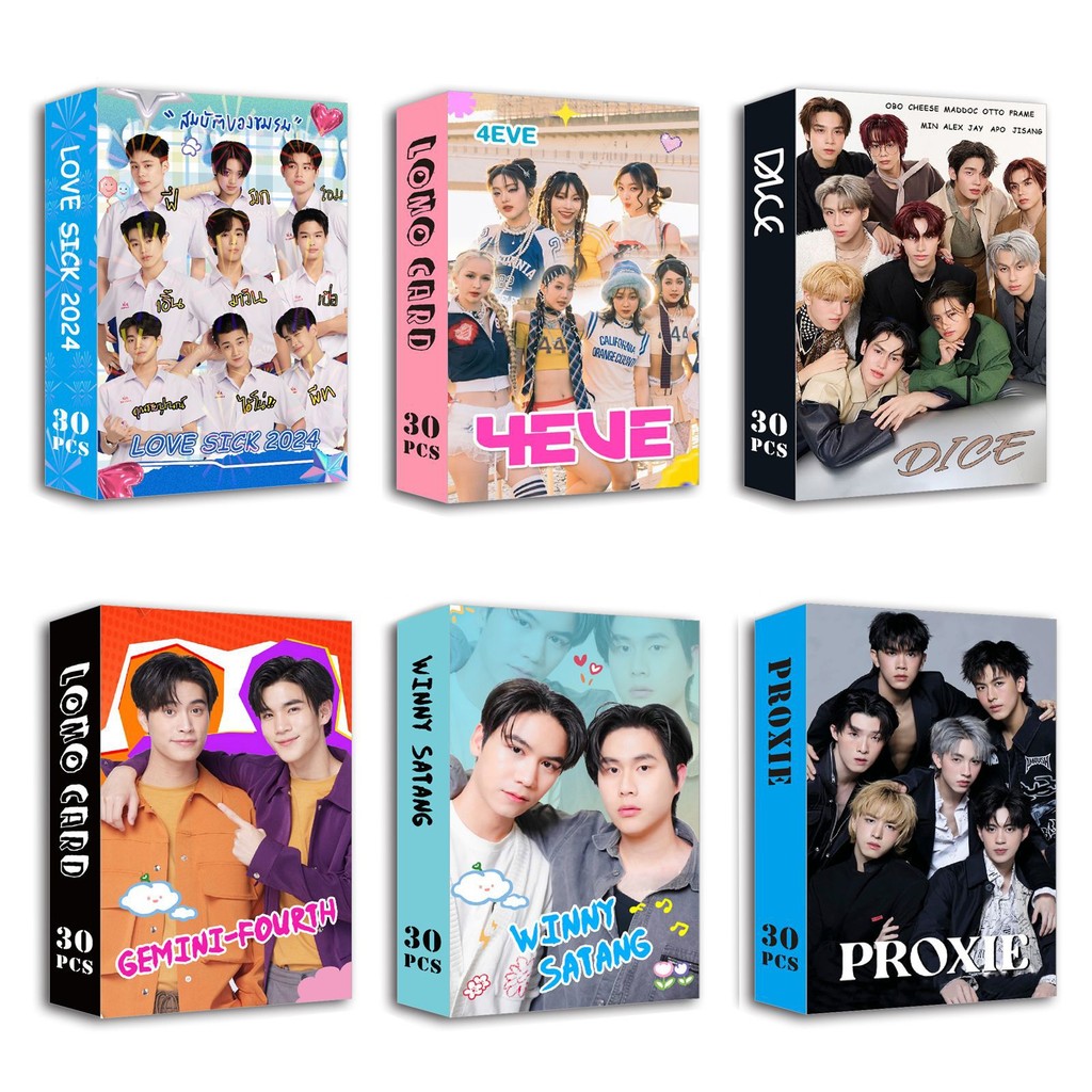 Lovesick2024 PROXIE 4eve DICE Geminifourth JoongDunk Winnysatang การ์ดโลโม่การ์ดสองด้าน 30 ชิ้น ...
