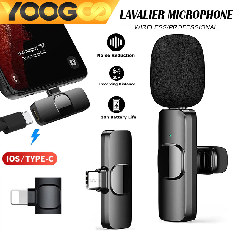 YOOGOO Vlog Wireless Microphone ไร้สายไมค์หนีบเสื้อ สําหรับบันทึกเสียง ...