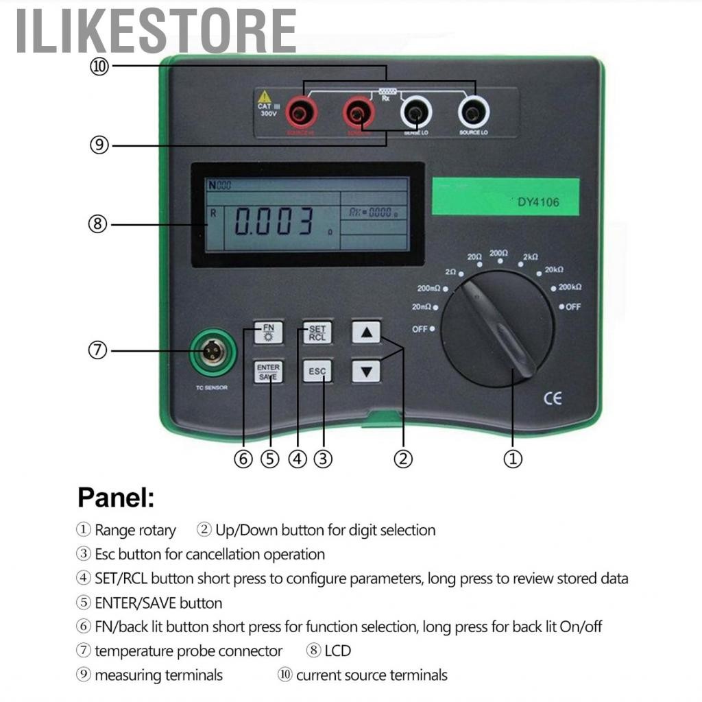 Ilikestore เครื่องทดสอบความต้านทานวงจรยานยนต์ไฟฟ้าดิจิตอล DC Microohm ...
