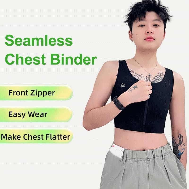 Breathable Zipper Chest Binder สบายกีฬา Binder ผู้หญิง Bra ไม่มีร่องรอย ...