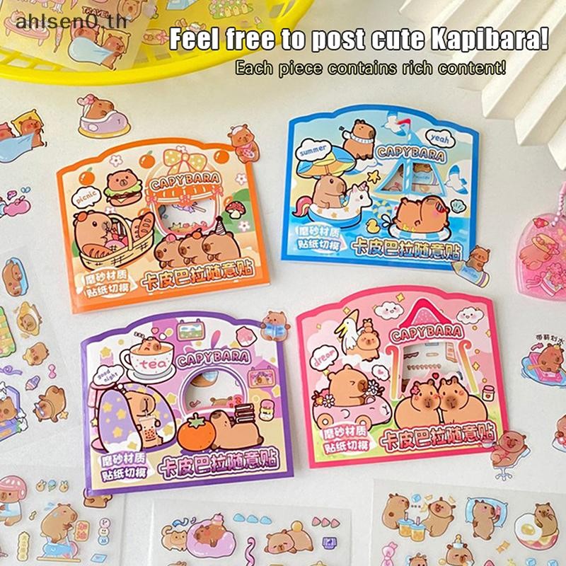 Ahlsen0 2 ชุดโปร่งใสกันน้ํา Kawaii Capybara สติกเกอร์ตกแต่งการ์ตูนน่ารัก Capybara Decals ความ ...