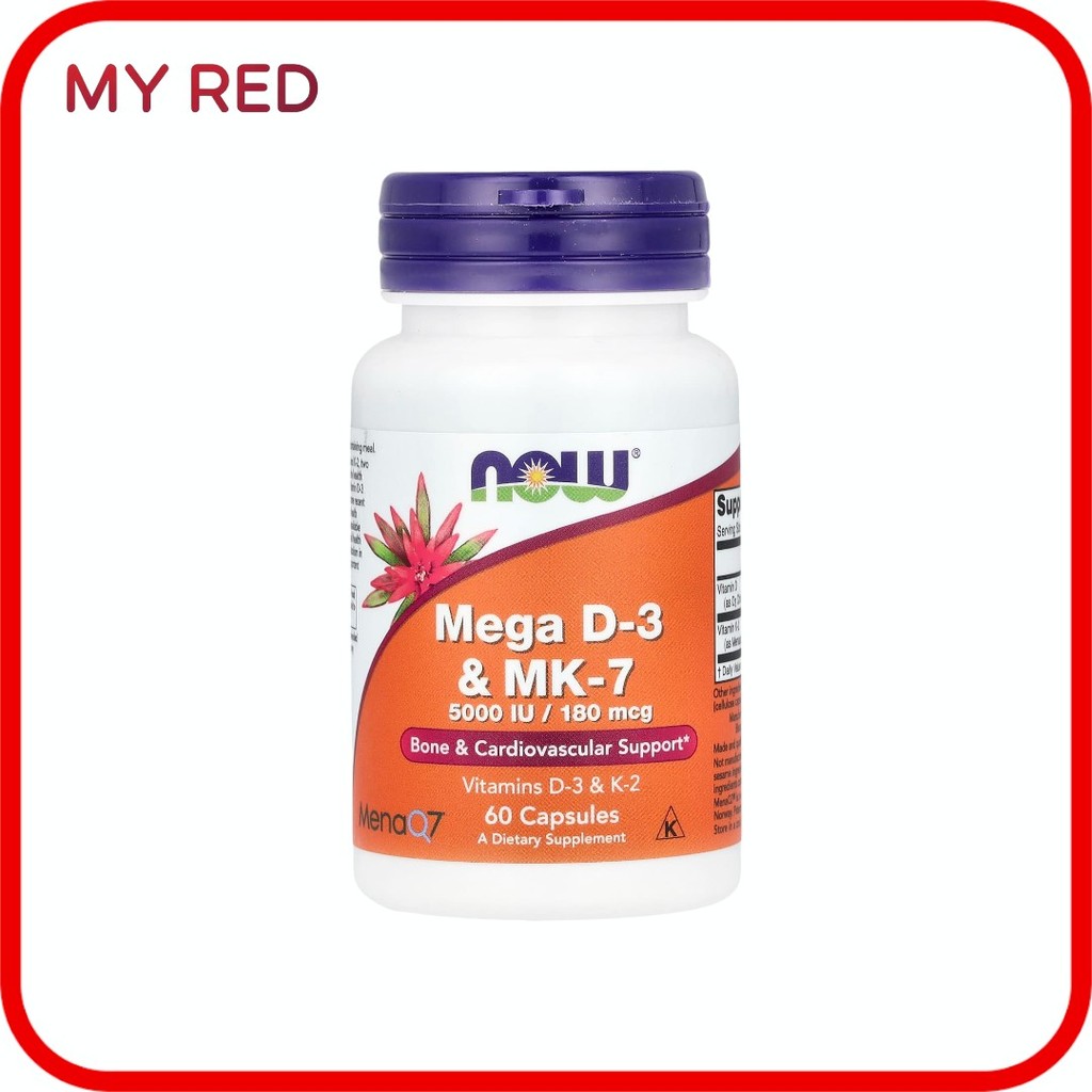 NOW Foods, Mega D-3 & MK-7, 5,000 IU / 180 mcg, 60 Capsules | Shopee Thailand