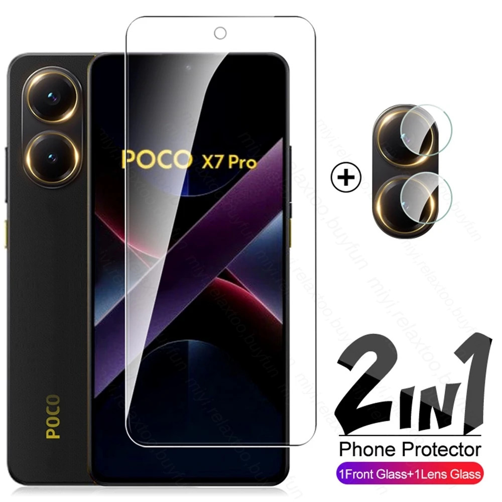 2in1 แก้วสําหรับ Xiaomi Poco X7 Pro 5G ป้องกันกระจก Poco F5 F6 F7 Pro ...