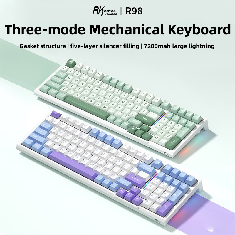Rk R98 ที่กําหนดเอง 2.4g ไร้สายบลูทูธแบบมีสายสามโหมด Hot Swap คีย์บอร์ดแบบกลไก RGB เกมสํานักงาน ...