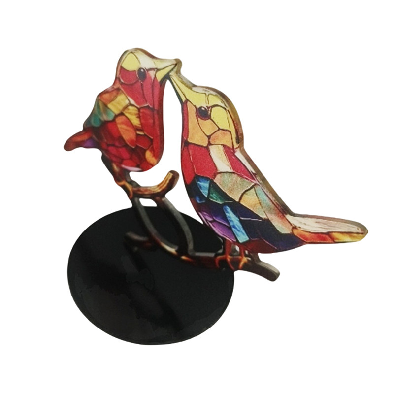 IFA Stained Acrylic Birds บนสาขาเครื่องประดับเดสก์ท็อป, สองด้านหลากสี ...