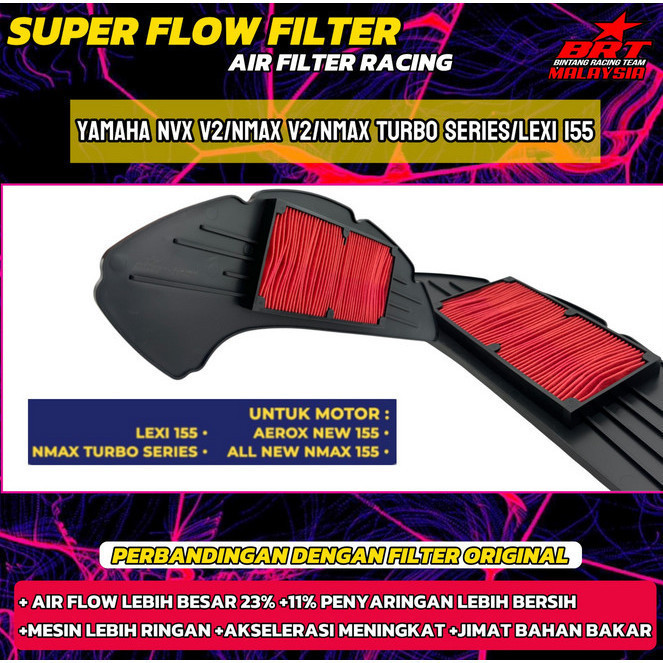 Brt RACING SUPER FLOW AIR FILTER RACING AIR FILTER SCOOTER NVX155 V2 ...