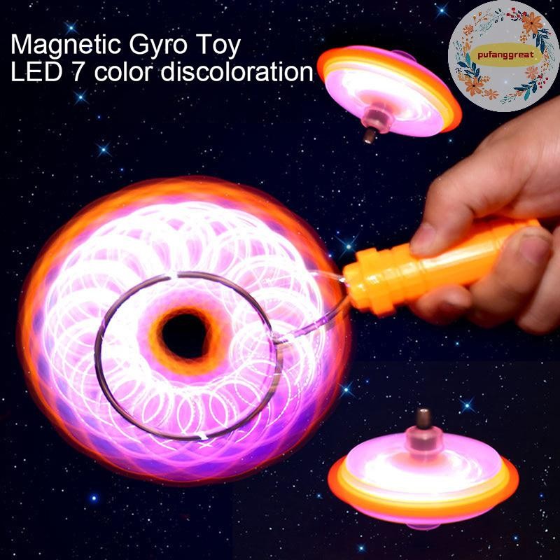 Pufanggreat Magnetic Gyro ของเล่น Magic Rail Twirler กระพริบ Gyro ล้อ ...