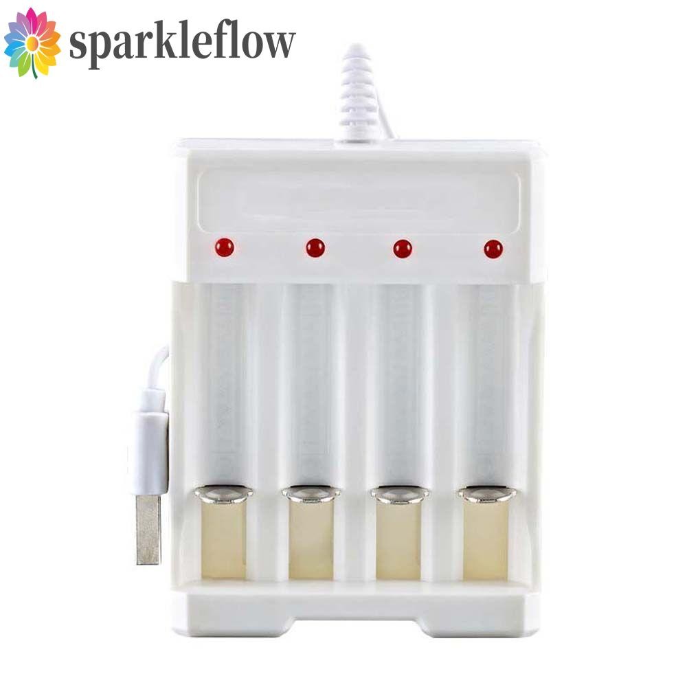 Sparkleflow แบตเตอรี่ USB Charger Fast Charging 3 4 สล็อตแท่นชาร์จ Li-ion แบตเตอรี่ Auto Stop ...