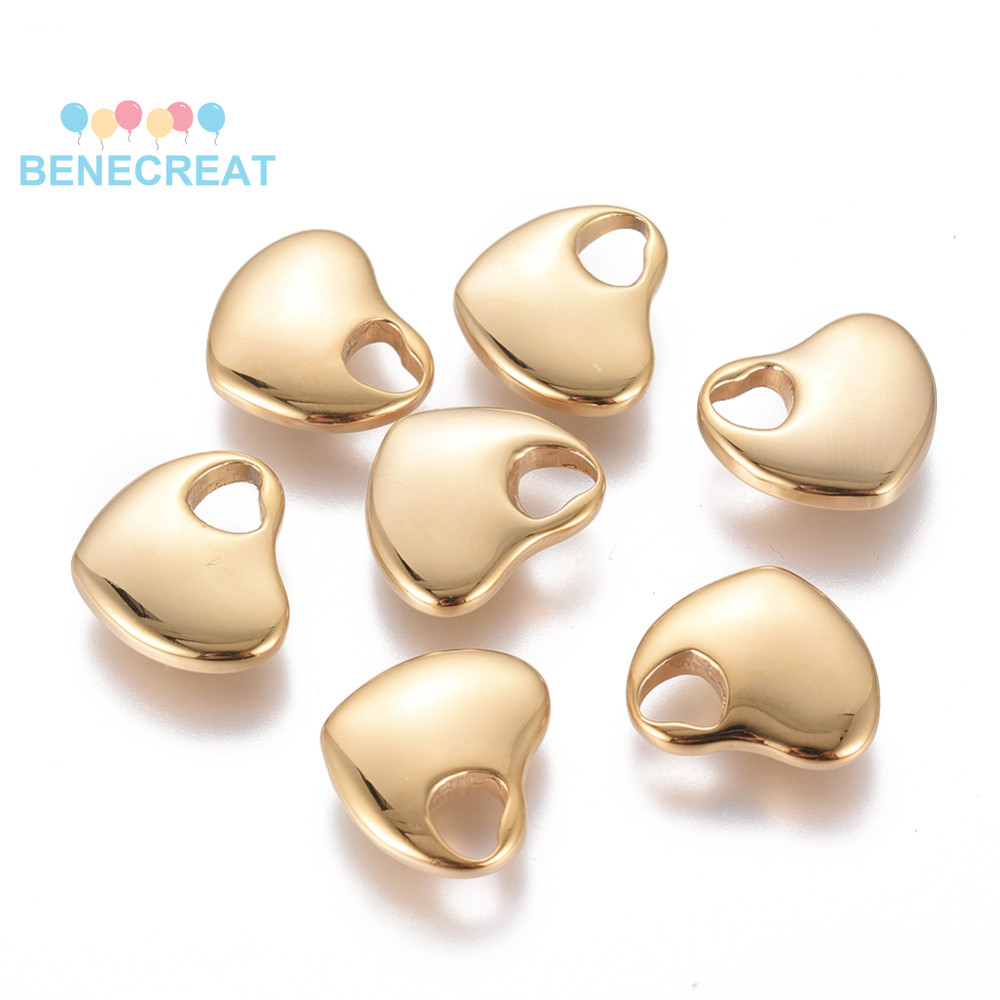 2 ชิ้น Ion Plating (IP) 304 สแตนเลสปั๊มแท็กเปล่าจี้หัวใจ Golden 13x15x3 ...