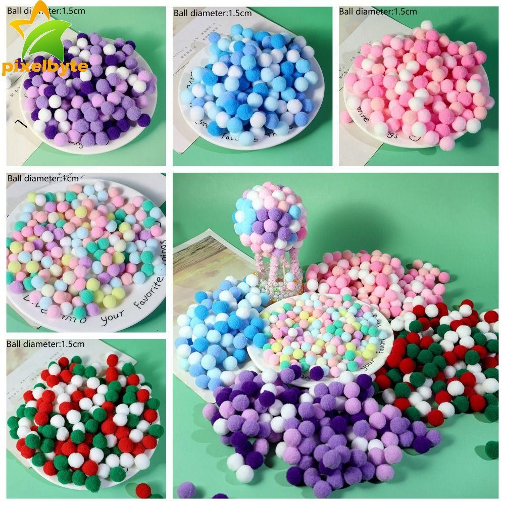 Pixelbyte ลูกบอลขนปอมปอม 1 แพ็ค 1 ซม./1.5 ซม|สี DIY Pom Ball, DIY เย็บหัตถกรรมอุปกรณ์ Chrismas ...
