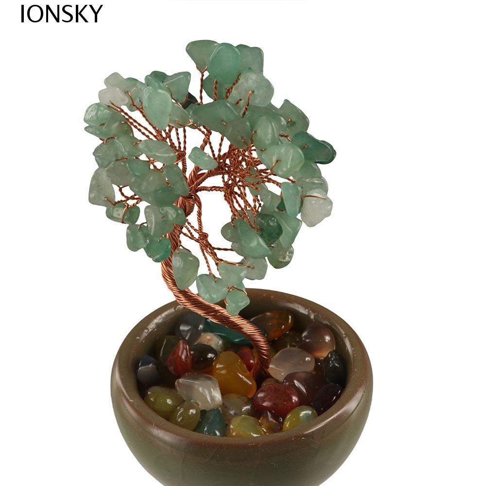 Ionsky ต้นคริสตัลธรรมชาติ, ฐานเซรามิคลวดทองแดงอัญมณี, โชคดี Spiritual ...