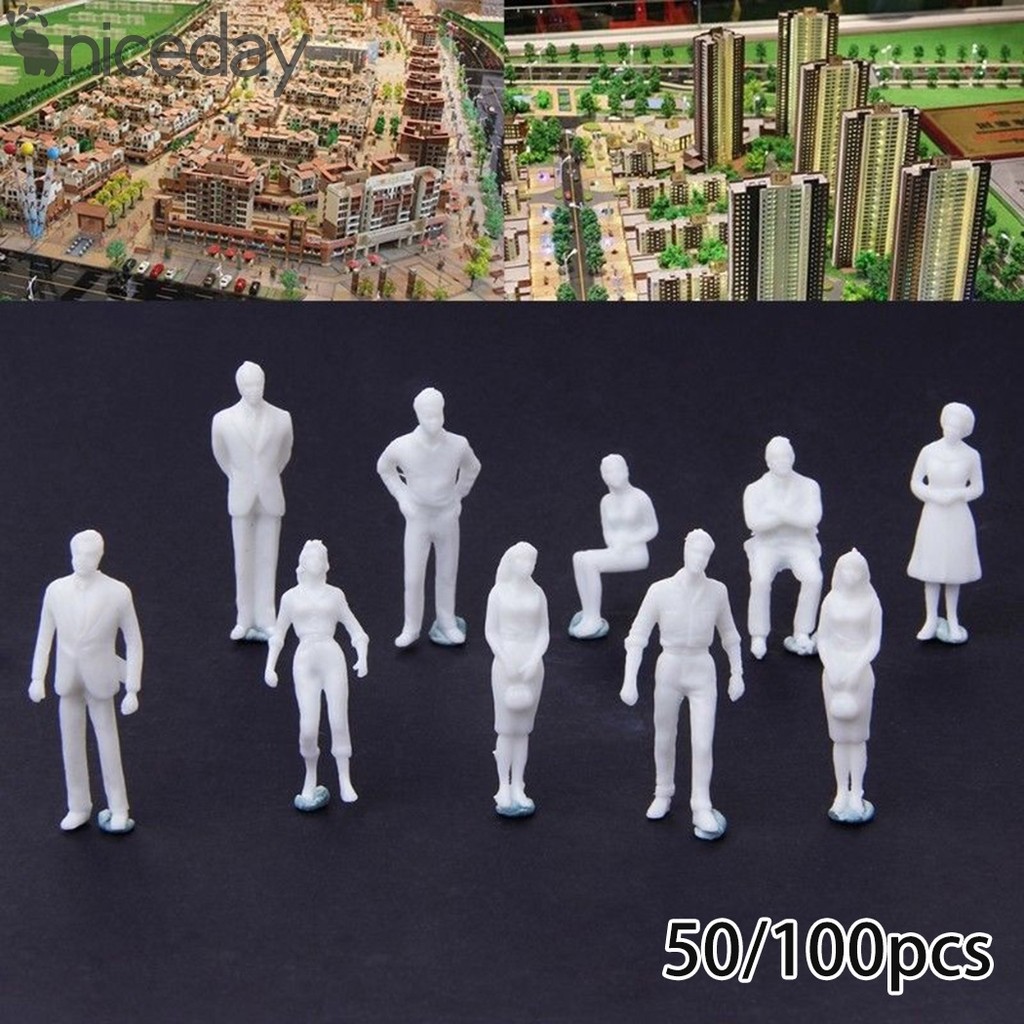 [ในสต็อก] 50/100 ชิ้น 1:75 Scale Model Miniature White Figures Human ...