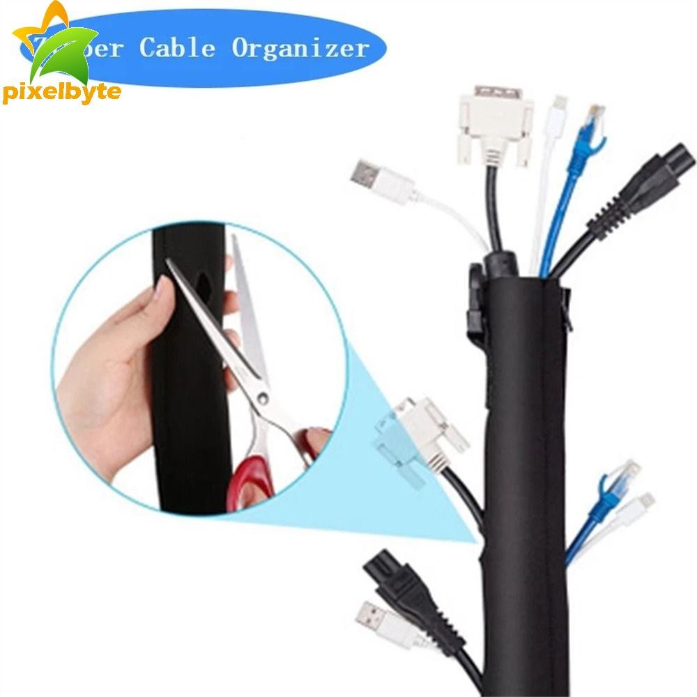 Pixelbyte การจัดการสายเคเบิล Neoprene DIY การจัดการสายเคเบิลฝาครอบลวด Hider ฝาครอบสายไฟ PC ...