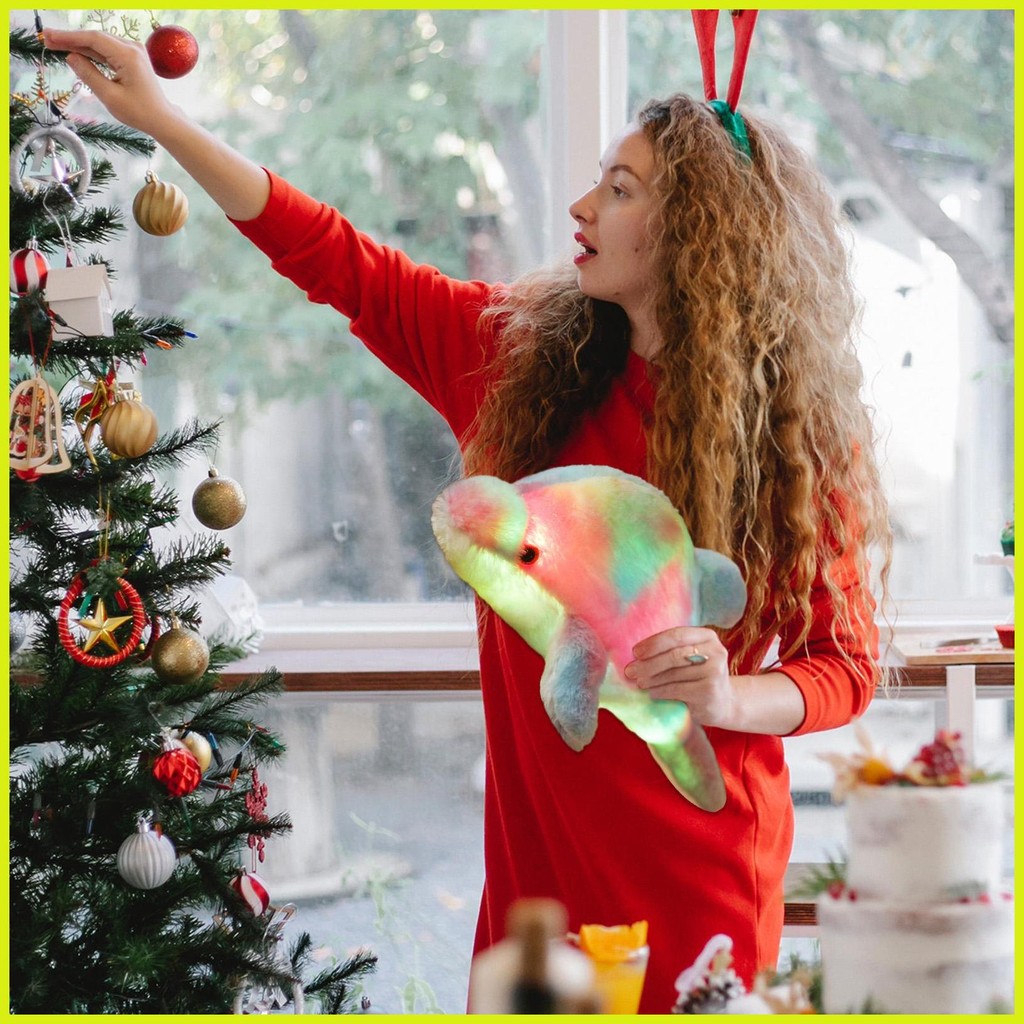 Light Up Dolphin ตุ๊กตาสัตว์ตุ๊กตาของเล่น LED ไฟที่มีสีสันเรืองแสงของ ...