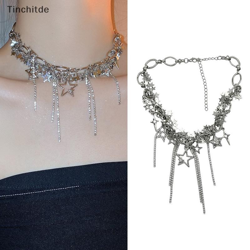 [Tinchitde] ใหม่ Punk สไตล์ Bling Bling Chain Star sel Choker สร้อยคอ ...