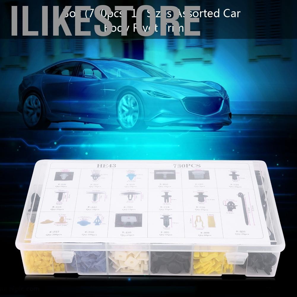 Ilikestore 730pcs 17 ขนาด Universal HE43 รถ Rivet PUSH Type Retainers ...