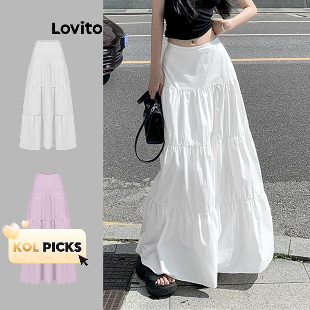 (KOL‘s pick) Lovito กระโปรงธรรมดาธรรมดาสำหรับผู้หญิง L85AD112 | Shopee ...