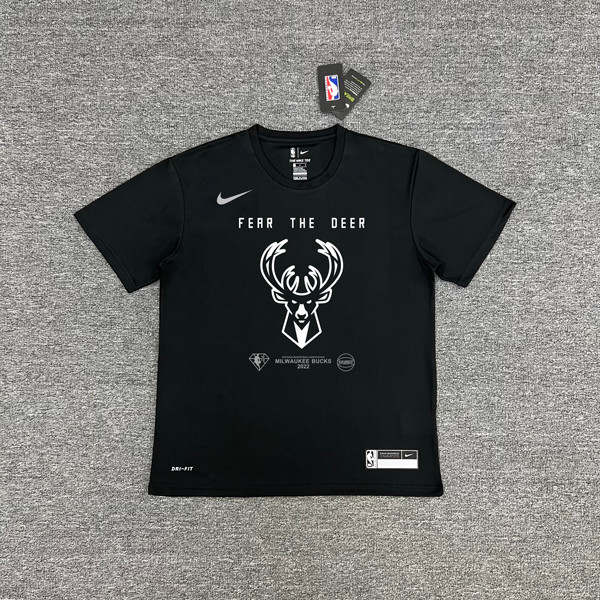 2022nba เสื้อเกม Post-Season Milwaukee Bucks ชุดฝึกซ้อมบาสเก็ตบอล Adeto Kunbo เสื้อยืดแขนสั้น ...