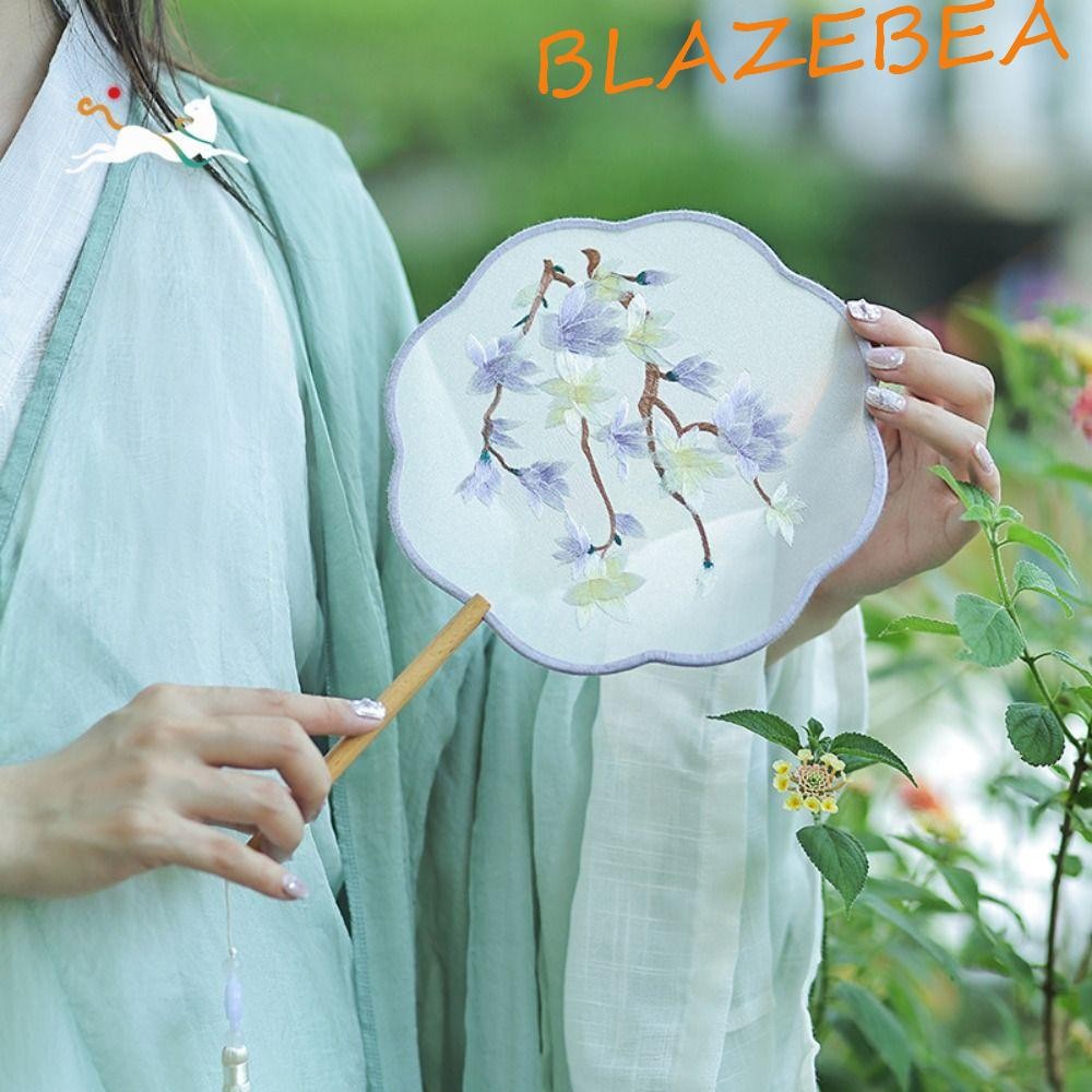 Blazebea พัดลมเย็บปักถักร้อยสไตล์จีน, พร้อมจี้พู่ลายดอกไม้พัดลมผ้าไหม, คลาสสิกโบราณวินเทจมือถือ ...