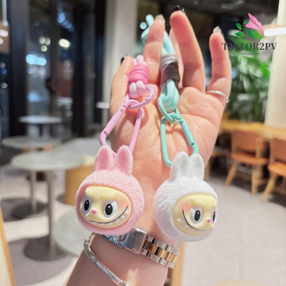 Taylor2pv Flocking Labubu พวงกุญแจ, Handmade ข้อมือเชือก Big Head ...