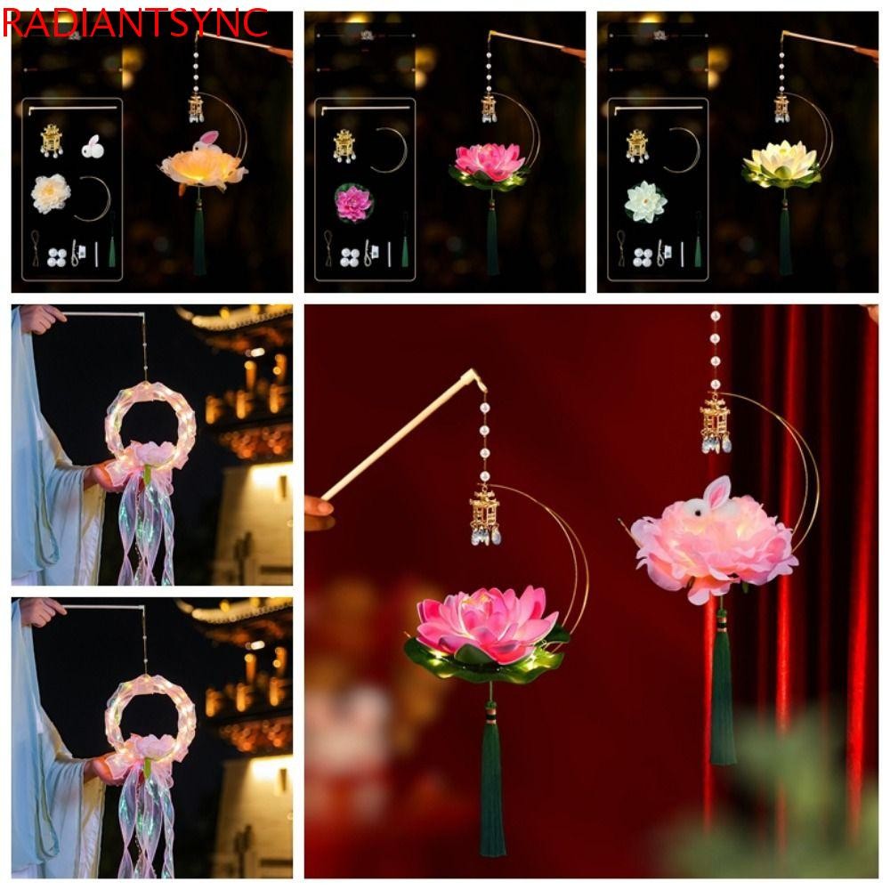 Radiantsync โคมไฟจีนโบราณ, โคมไฟ DIY วัสดุการ์ตูนกระต่ายโคมไฟกลางฤดูใบไม้ร่วง, ดอกไม้แบบพกพา ...