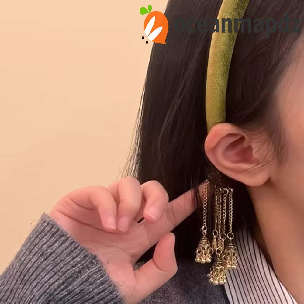 Oceanmapdz ห่วงผมวินเทจ, โลหะผสม Flocking Bell พู่ Hairband ...