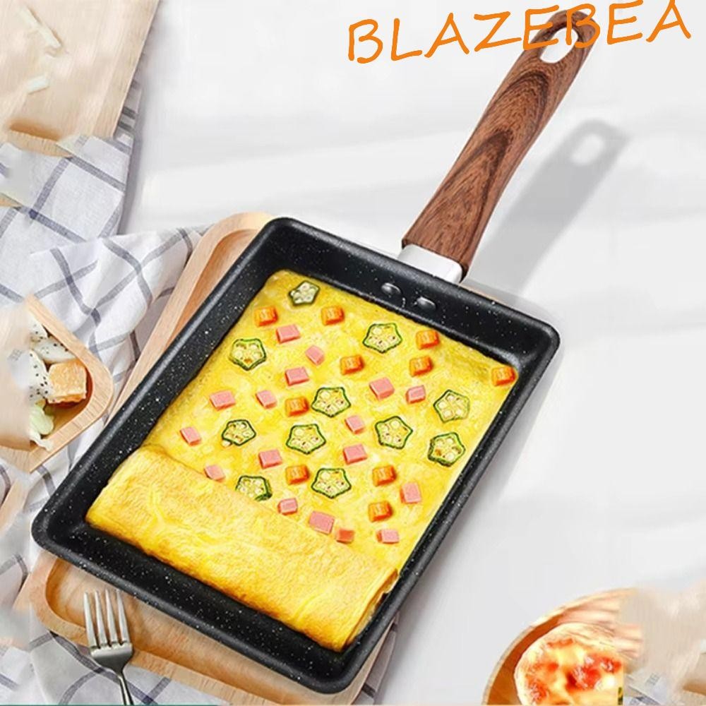 Blazebea กระทะไข่ Skillet, หนา Square Tamagoyaki กระทะไข่เจียว, เครื่องครัวสี่เหลี่ยมผืนผ้า Non ...