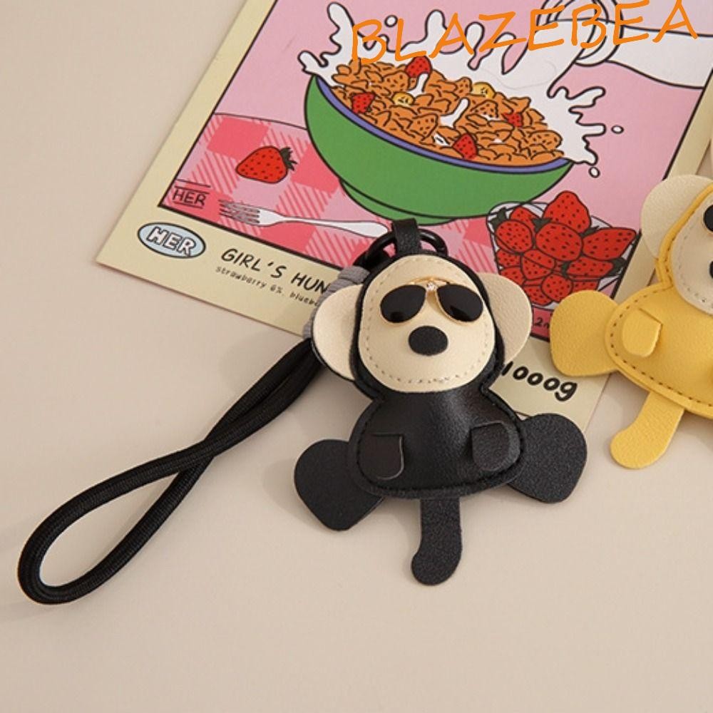 Blazebea พวงกุญแจลิง, หนัง PU จี้ลิงการ์ตูน, พื้นผิวสัตว์น่ารักกระเป๋าแขวนพวงกุญแจรถของขวัญ ...