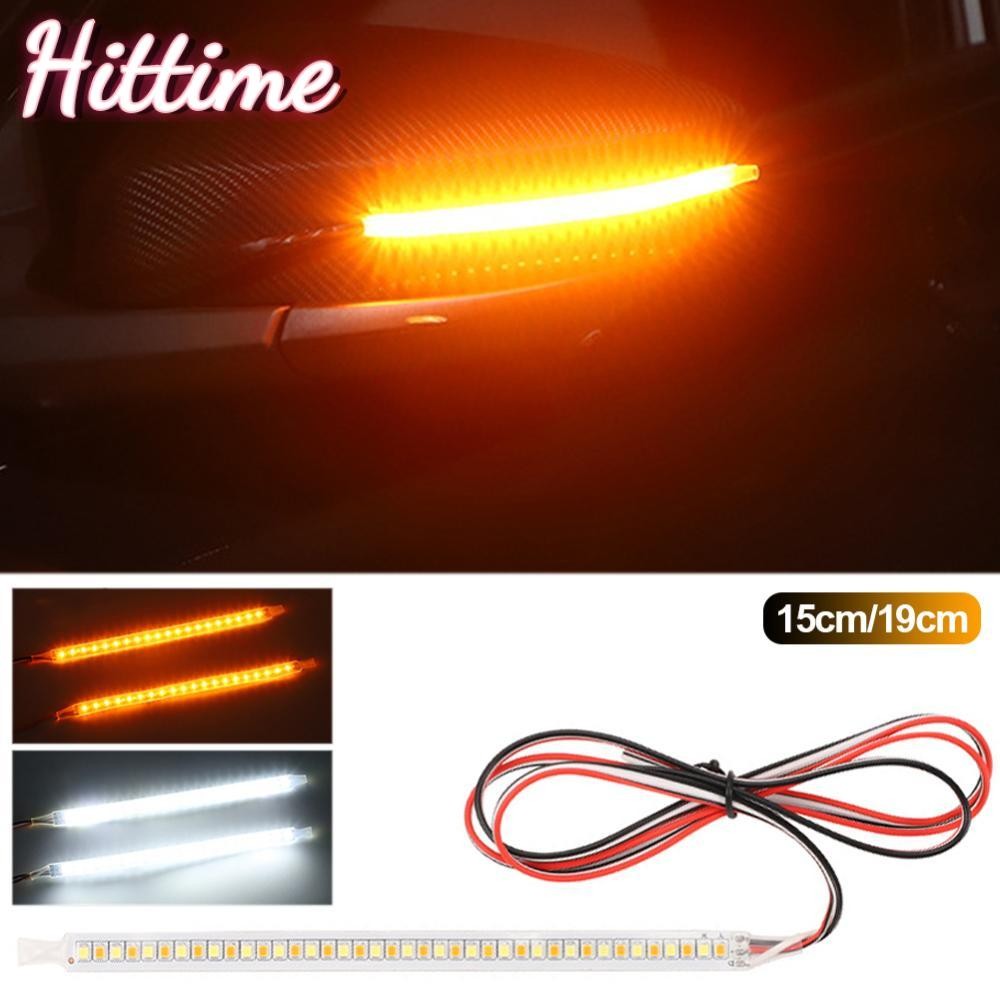 Hittime 15 ซม./19 ซม.1PC กระจกมองหลังรถยนต์ตัวบ่งชี้หลอดไฟ LED DRL Streamer ไฟหน้าอัตโนมัติแถบไฟ ...