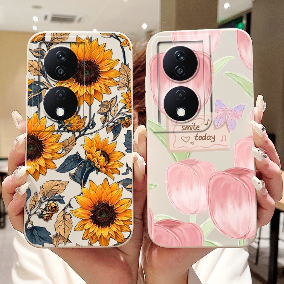 Honor X7b CLK-LX2 ดอกทิวลิปที่สวยงามดอกทานตะวันผีเสื้อเคสโทรศัพท์ ...