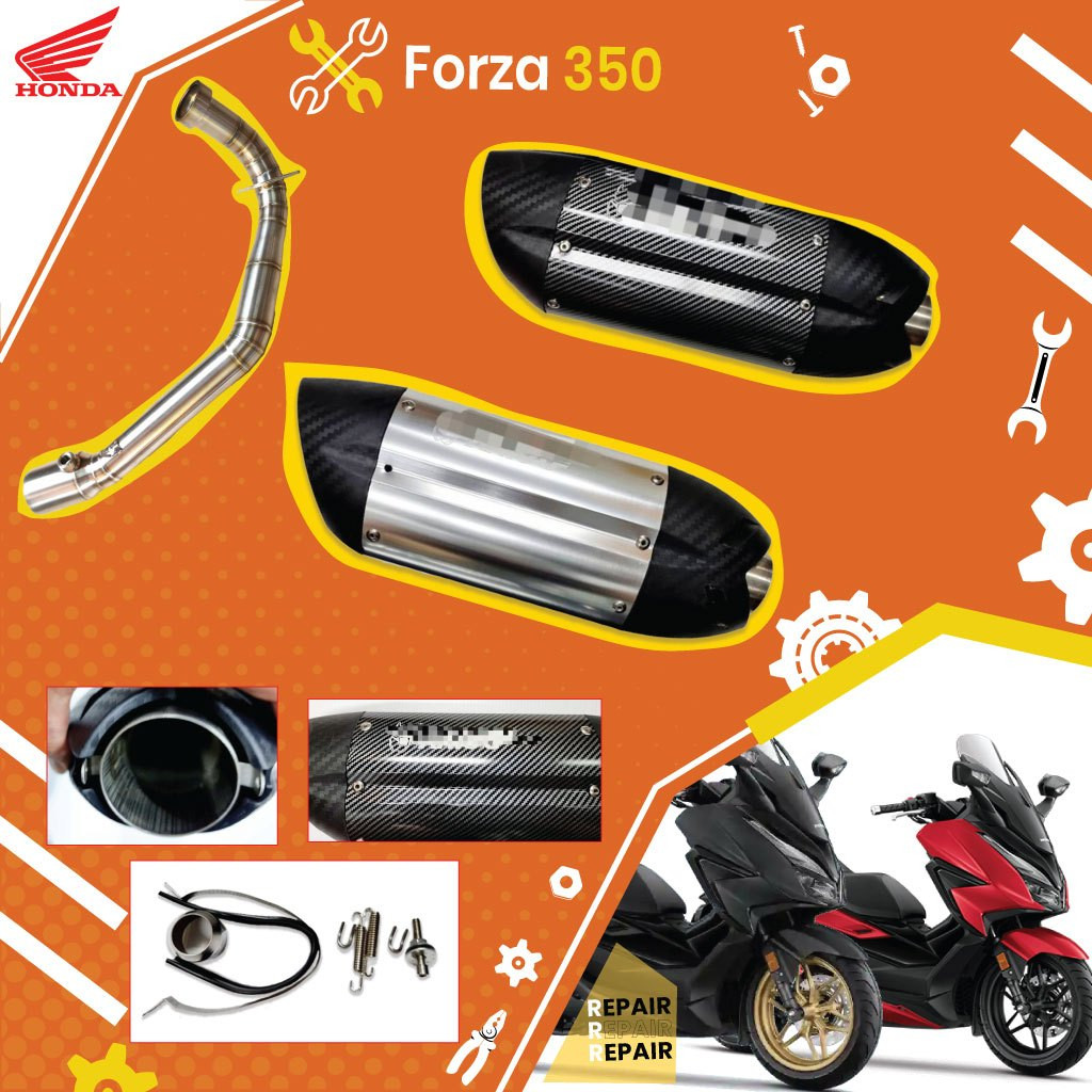 คอท่อ Honda Forza 350 วัสดุแสตนเลสเกรด304 + ปลายท่อ SG ยาว 17 นิ้ว ตัวอ้วน ฟรีแคทลดเสียง ...