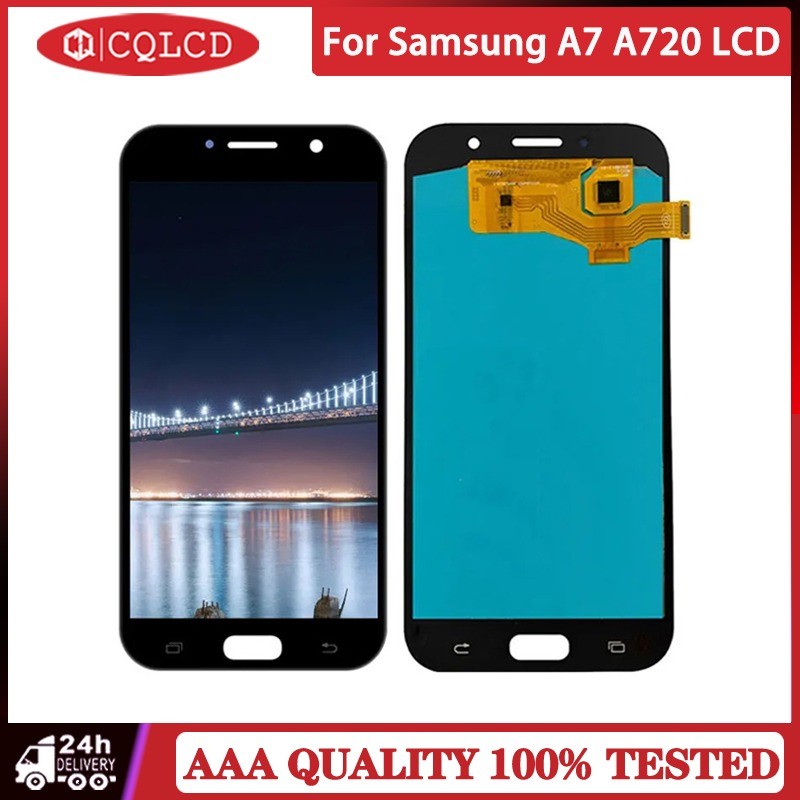 Amoled สําหรับ Samsung Galaxy A7 LCD 2017 A720 จอแสดงผล Touch Screen Digitizer Assembly ...