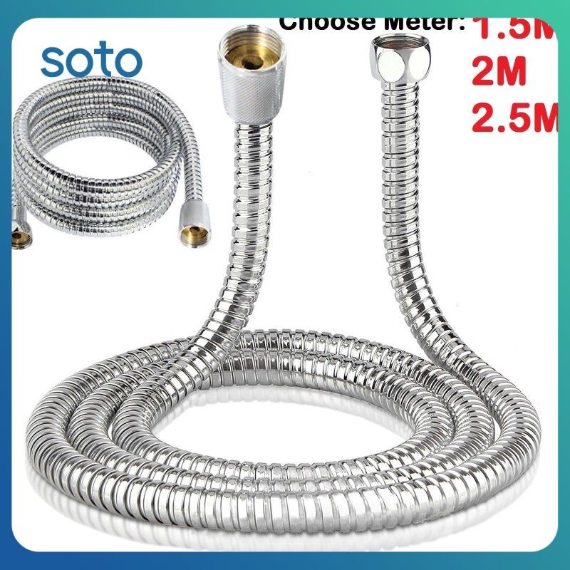 1.5m/2m/3m Flexible Shower Hose Stainless Steel Chrome Bathroom Water ...