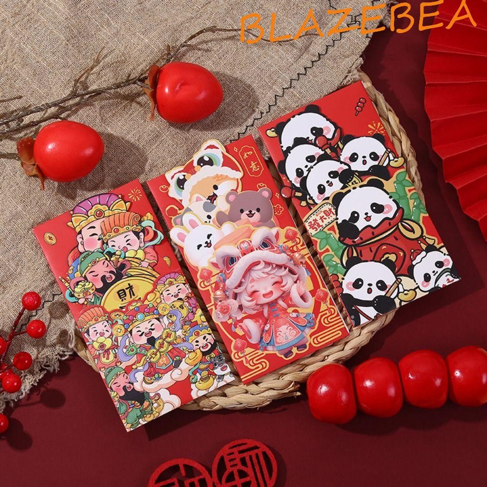 Blazebea 4 ชิ้น 2025 ปีใหม่ซองจดหมายสีแดง, การ์ตูนจีนปีใหม่แพ็คเก็ตสีแดง, ปีงูเลื่อนประเภท ...