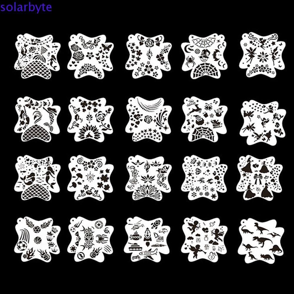 Solarbyte เทมเพลตสีใบหน้า,ภาพวาดมือReusable Body Artสีลายฉลุ,รอยสักชั่วคราวตกแต่งได้อย่างง่ายดาย ...
