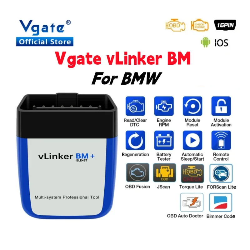 Vgate vLinker BM ELM327 สําหรับเครื่องสแกนเนอร์ BMW Wifi Bluetooth 4.0 OBD2 OBD 2 รถวินิจฉัย ...