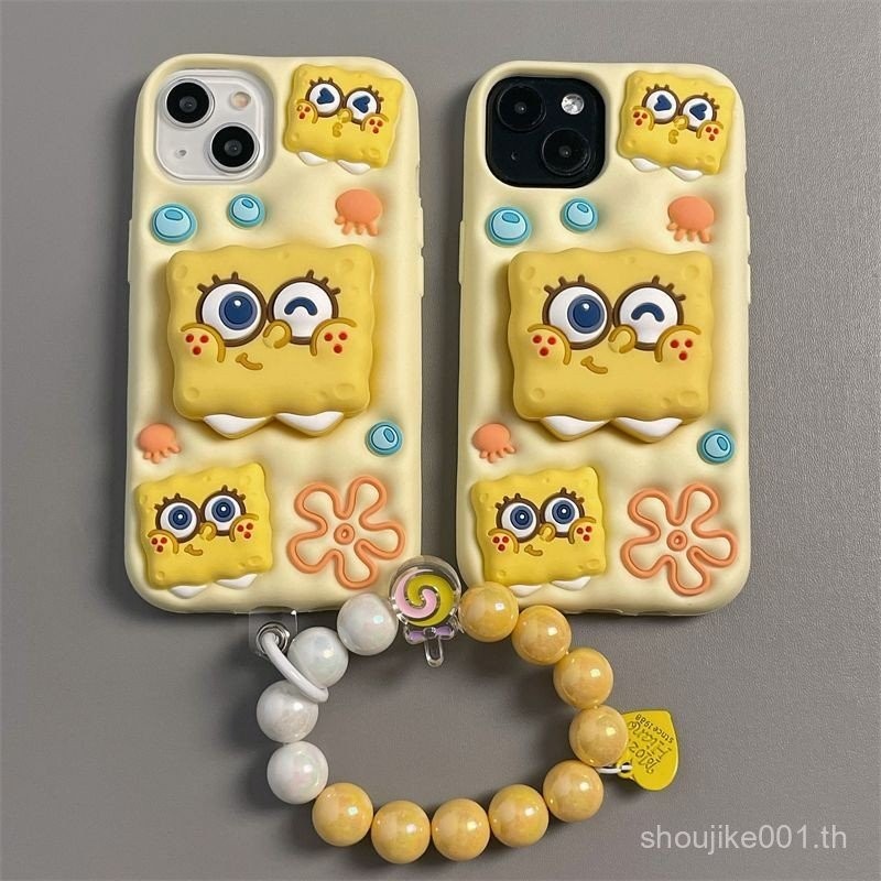 น่ารักสามมิติ SpongeBob Bracket สำหรับ iphone15pro เคสมือถือสำหรับ ...