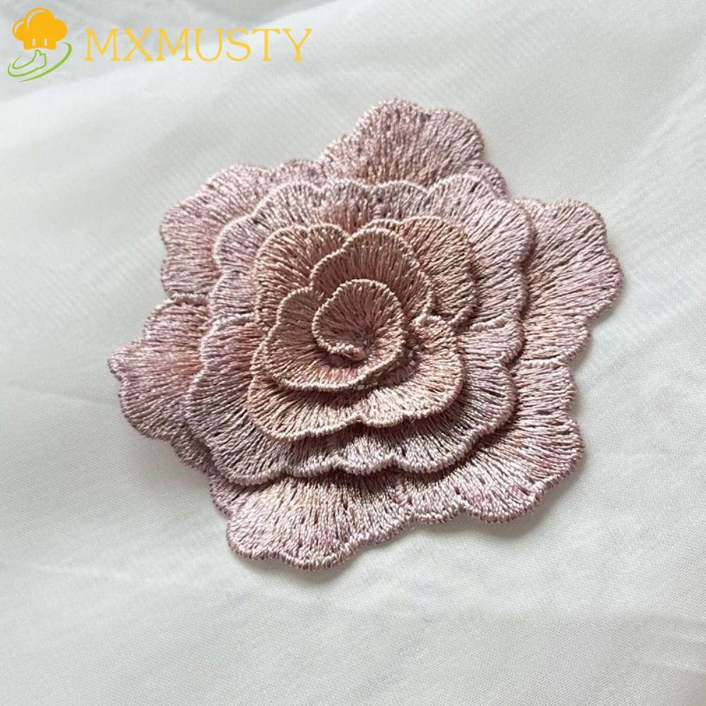 Mxmusty 3PCS 3D ดอกไม้ปัก Appliques,Multi-layer Handmade เสื้อผ้า Appliques,ชุดราตรีเสื้อผ้าตก ...