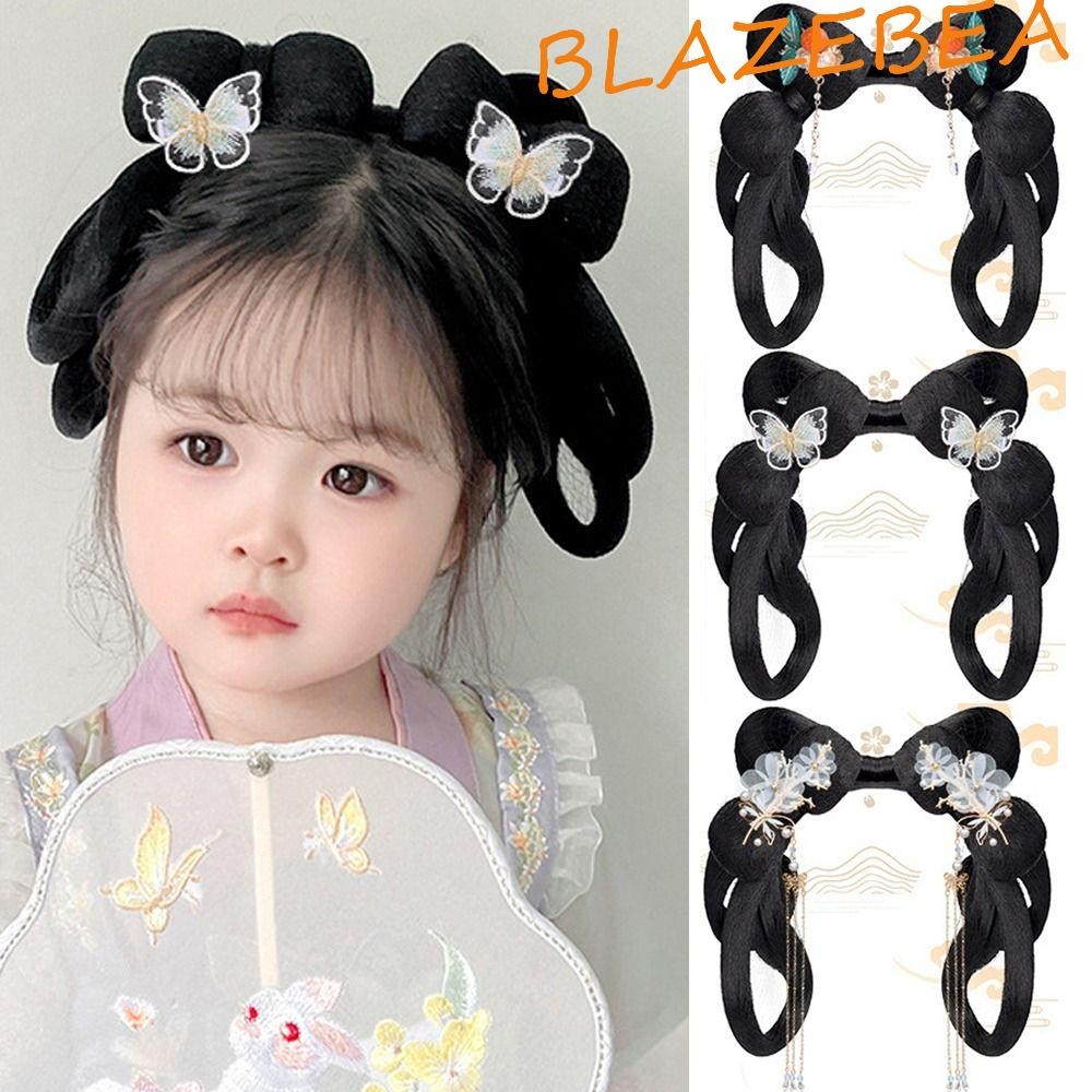 Blazebea เด็ก Hanfu วิกผมแถบคาดศีรษะ, Fairy คอสเพลย์วิกผมสไตล์จีน Retro ผม Chignon, แบบดั้งเดิม ...
