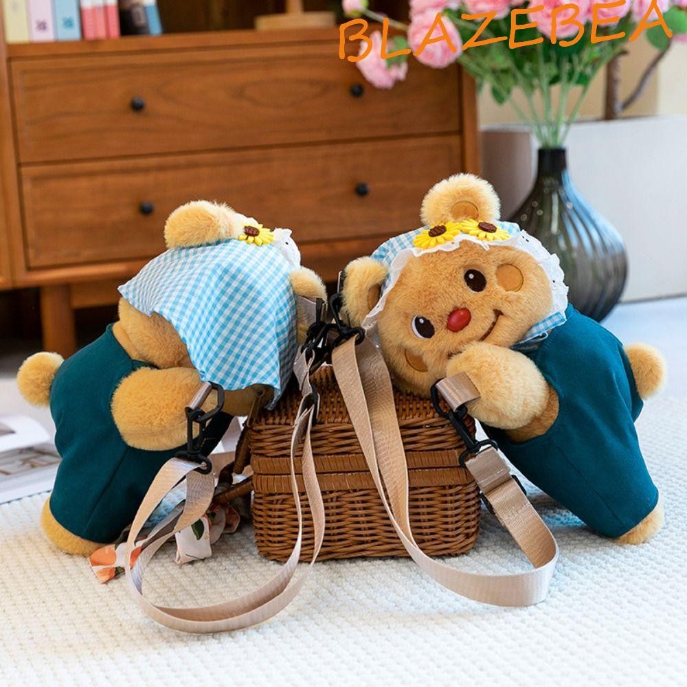 Blazebea กระเป๋าสะพายของเล่นตุ๊กตา,หวาน Kawaii Butter Bear Crossbody Bag,แบบพกพาตุ๊กตานุ่มสไตล์ ...