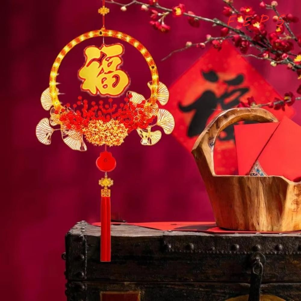 Feps จีนแขวนจี้,ผลไม้สีแดง LED Garland ตกแต่งตรุษจีน, 2025 DIY เทศกาลฤดูใบไม้ผลิพร้อมพู่หน้าต่าง ...