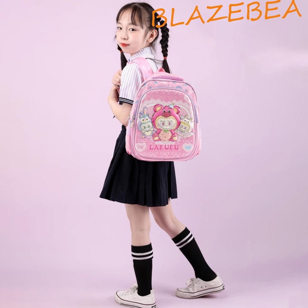 Blazebea 3D การ์ตูนกระเป๋านักเรียน,ไนลอน PVC เด็ก Labubu กระเป๋าเป้สะพายหลังเด็กกันน้ําปรับสาย ...
