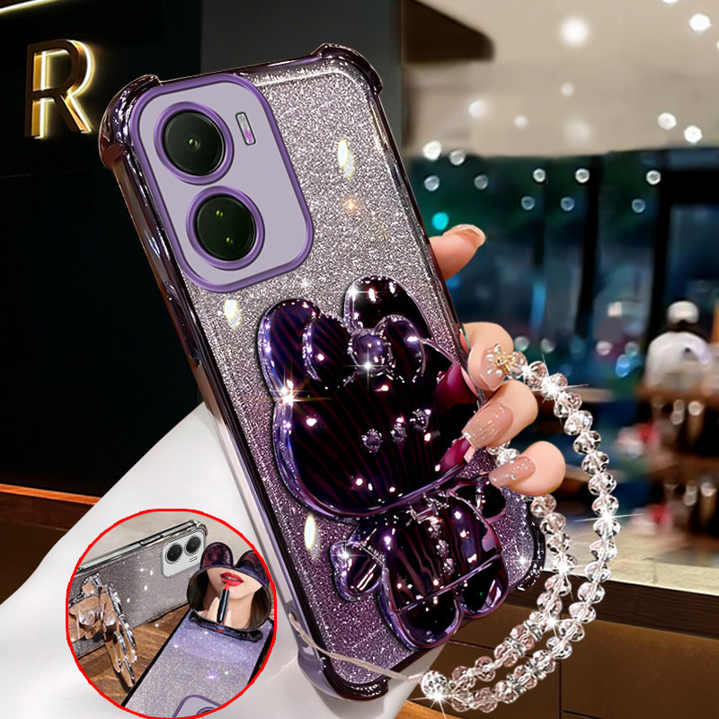 สําหรับ VIVO Y03 4G Y18 4G Y28S Y03T Y03A ประกายสีชมพูเคสโทรศัพท์กัน ...