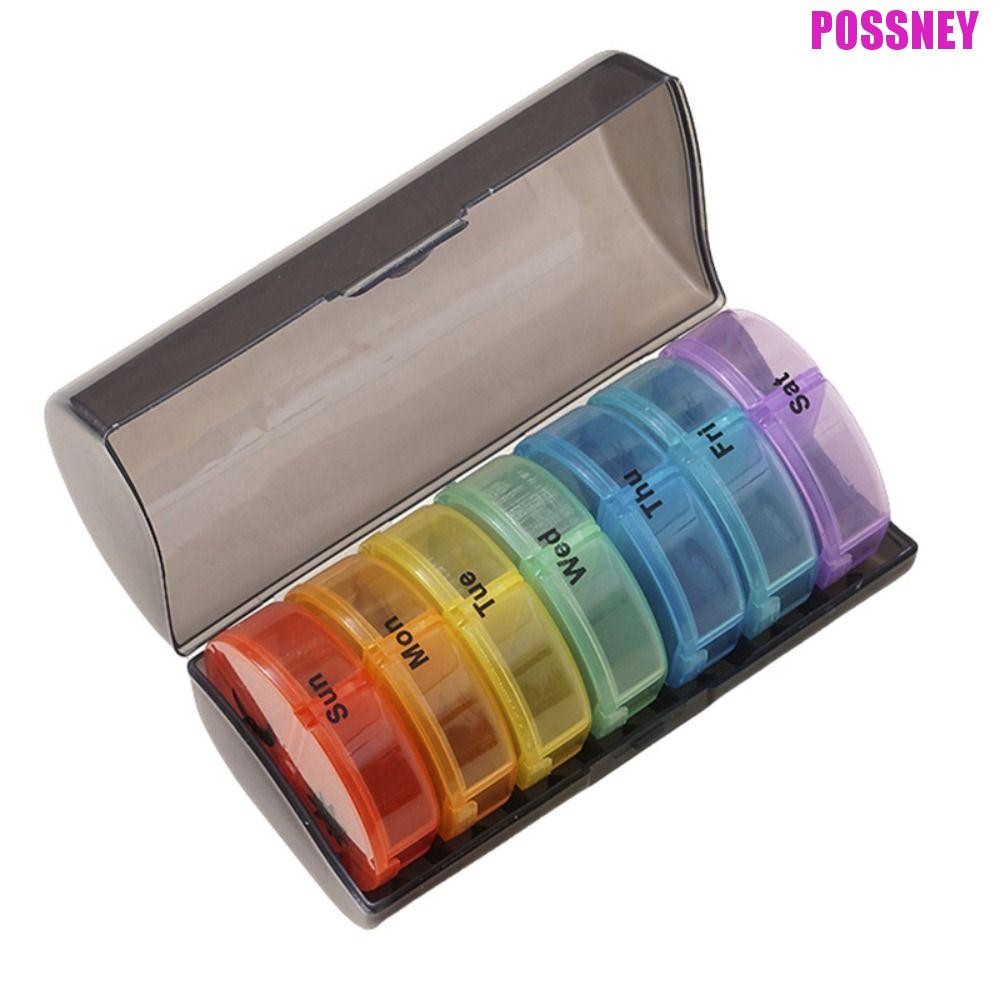 Possney 7-Day Splitter Pill Organizer, Drug Container 14-Grid Vitamin ...