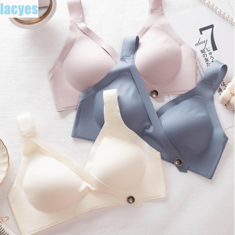 Lacyes ชุดชั้นในปุ่มไม่มีรอยต่อ, สีทึบ Traceless ไร้สาย Bras, Simple ...