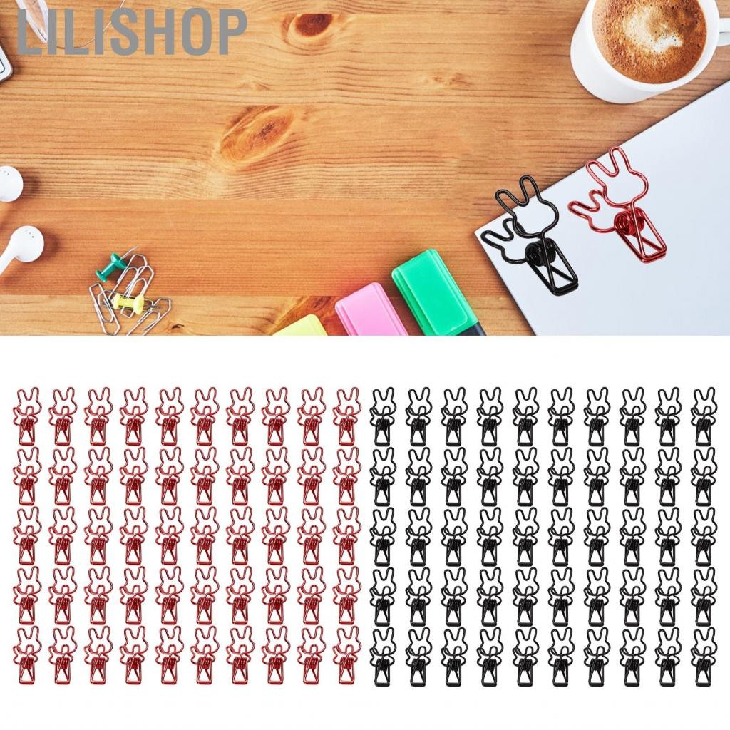 Lilishop 100 ชิ้นกระต่ายกระต่ายรูปคลิปออกแบบกระดาษขนาดเล็กอุปกรณ์สำนักงานโลหะแบบพกพา Hollow ...