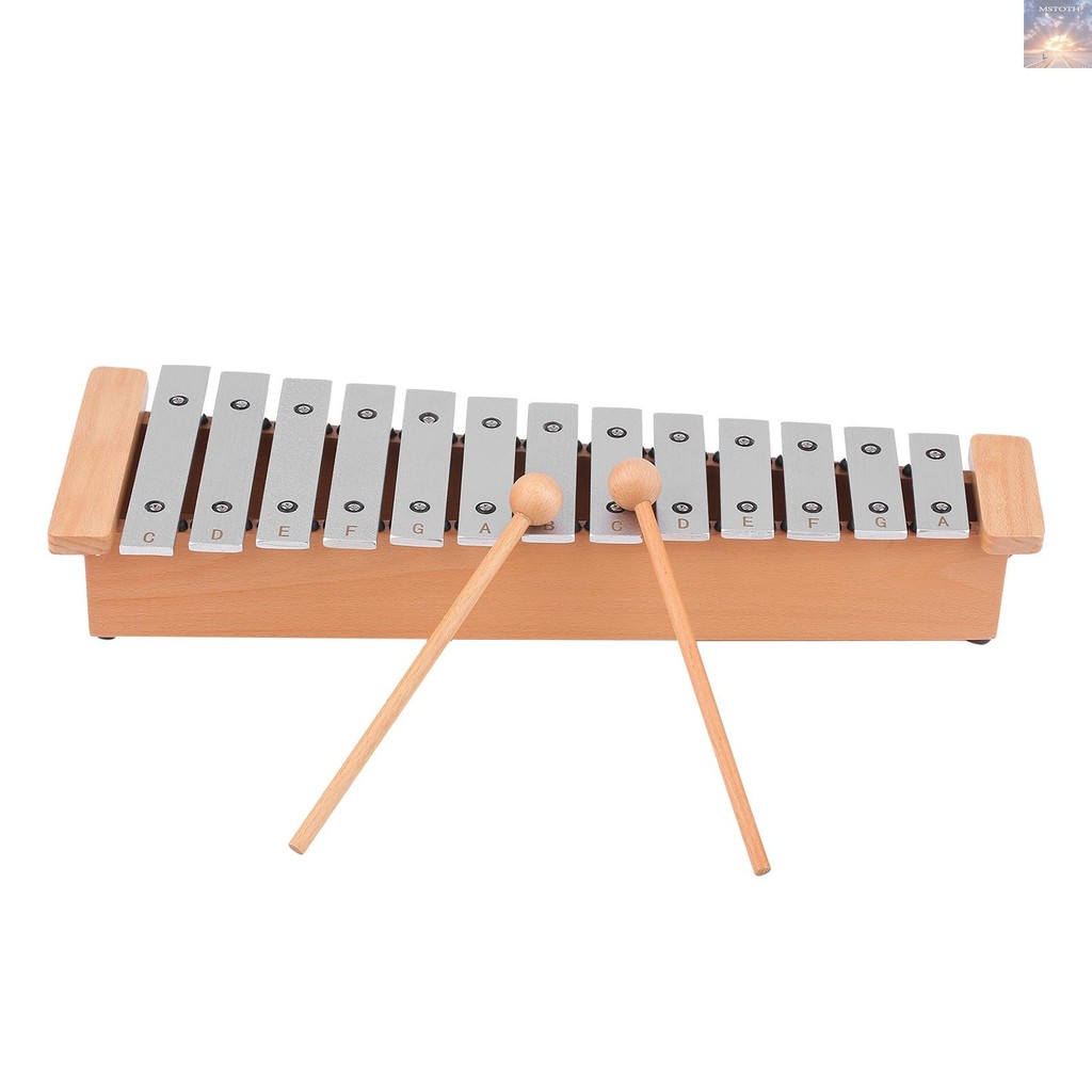 13-note Glockenspiel เปียโนอลูมิเนียมแบบพกพา Xylophone เครื่องเพอร์คัช ...